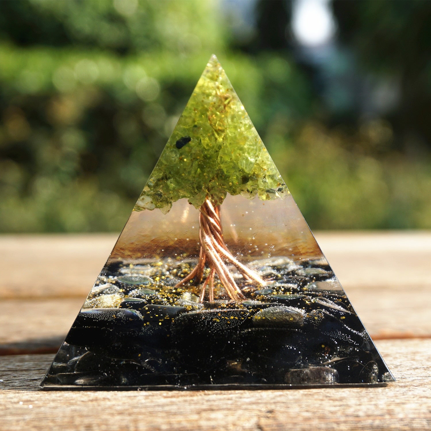 Peridot Obsidian Tree Of Life Pyramid – Mantra Zen